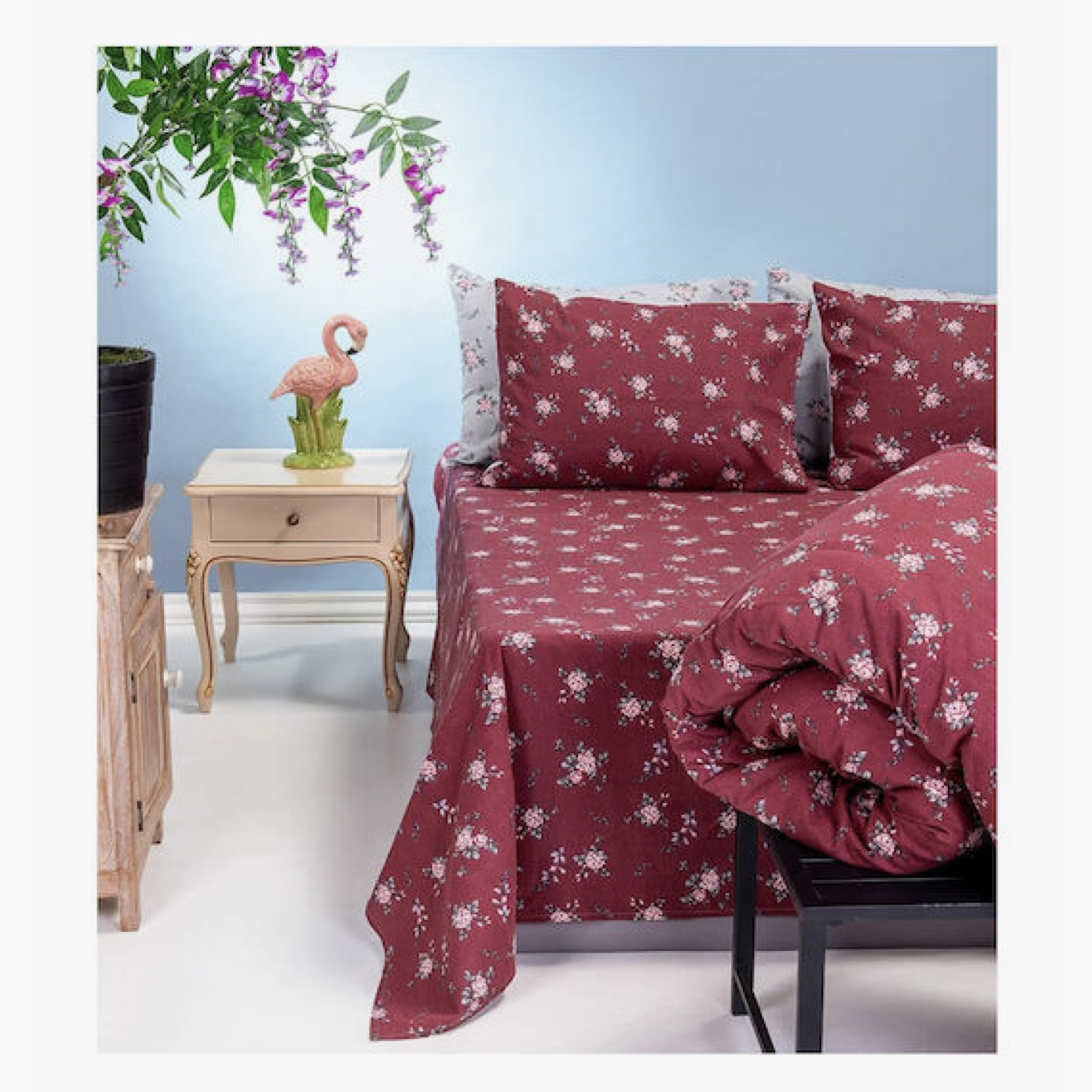ΣΕΝΤΟΝΙΑ ΦΑΝΕΛΕΝΙΑ INGRID BORDEAUX 235X260 ΥΠ/ΛΑ ΣΕΤ 4ΤΜΧ MELINEN ...